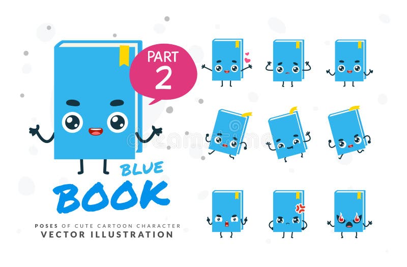 Vector Set of Cartoon Images of Blue Book. Part 2 Stock Illustration ...