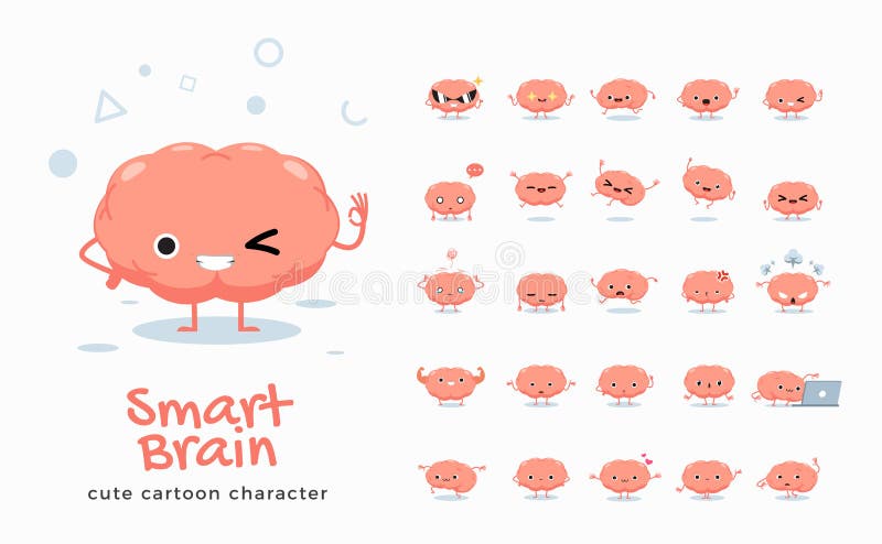 Vector Set of Cartoon Images of Brain. Vector Illustration Stock Vector ...