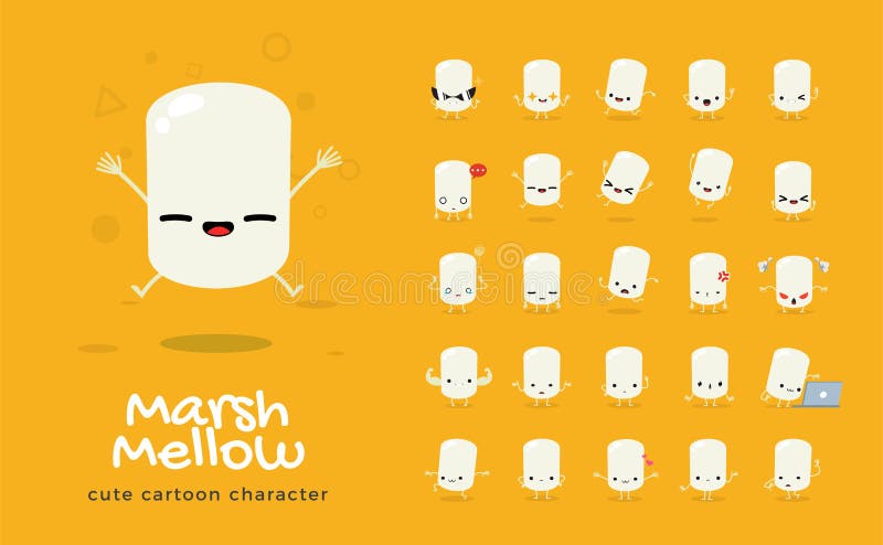 Vector Set of Cartoon Images of Marshmallow. Vector Illustration Stock ...