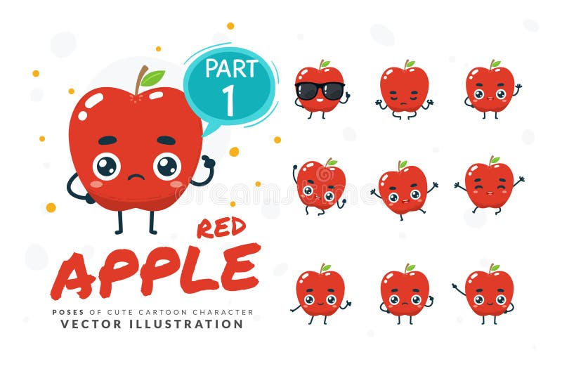 Vector Set of Cartoon Images of Red Apple. Part 1 Stock Vector ...
