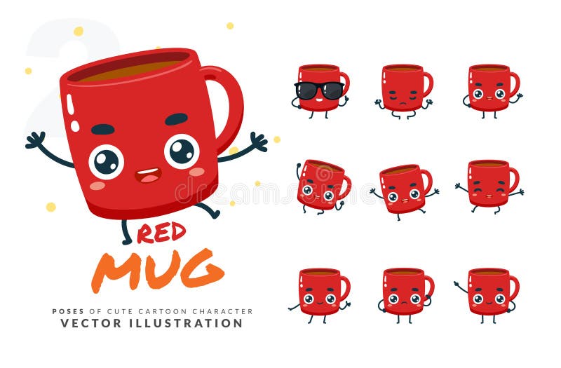 Vector Set of Cartoon Images of Red Mug. Part 2 Stock Vector ...