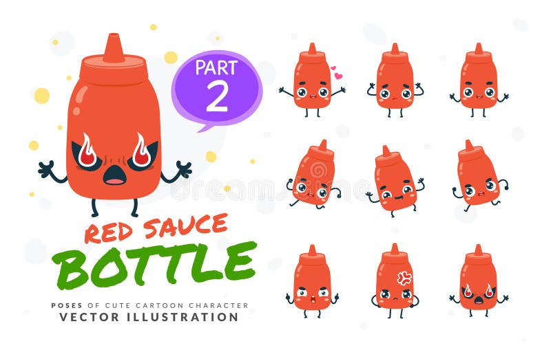 Vector Set of Cartoon Images of Red Sauce Bottle. Part 2 Stock Vector ...