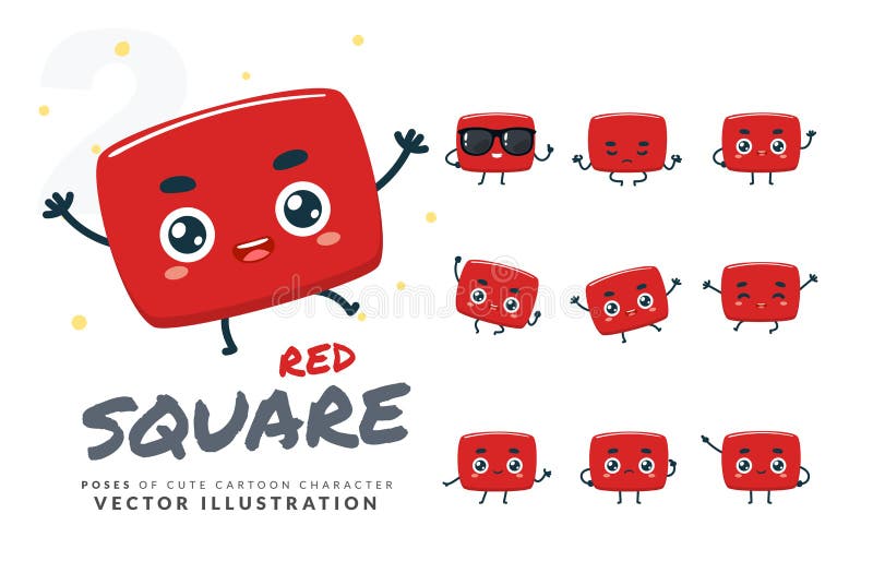 Vector Set of Cartoon Images of Red Square. Part 2 Stock Vector ...