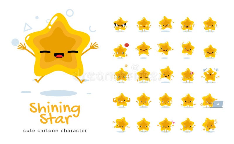 Vector Set of Cartoon Images of Star. Vector Illustration Stock ...