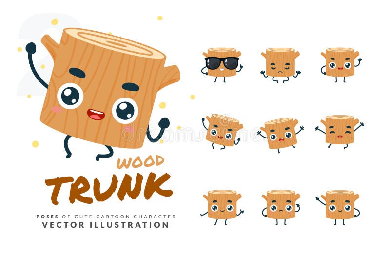Vector Set of Cartoon Images of Wood Trunk. Part 2 Stock Vector ...