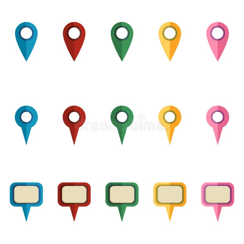 Vector Set of Cartoon Map Markers. Stock Vector - Illustration of ...
