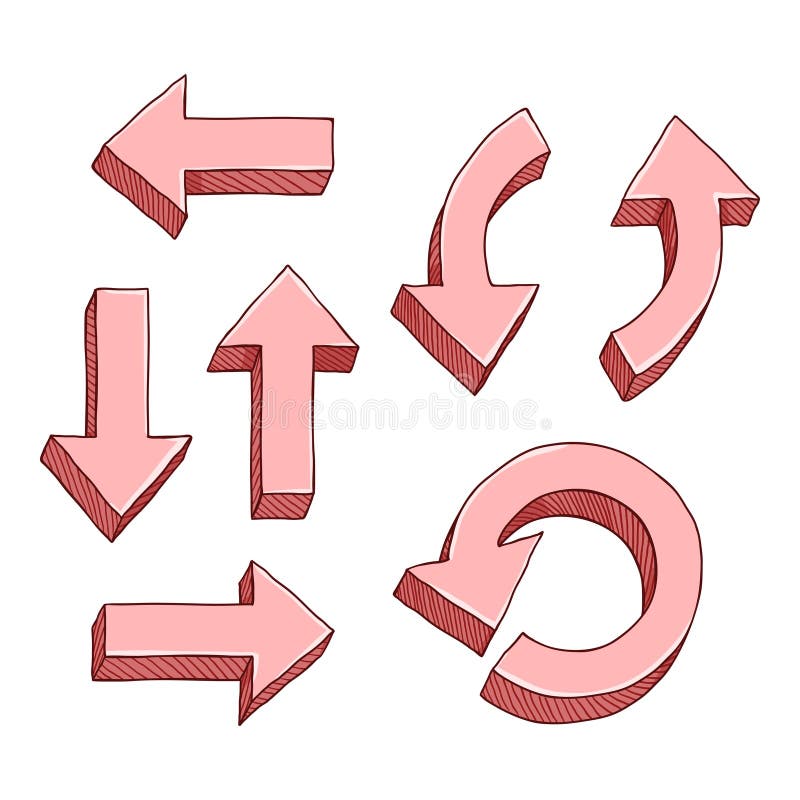 Vector Set of Cartoon Pink Doodle Arrows Stock Vector - Illustration of cursor, color: 366679068