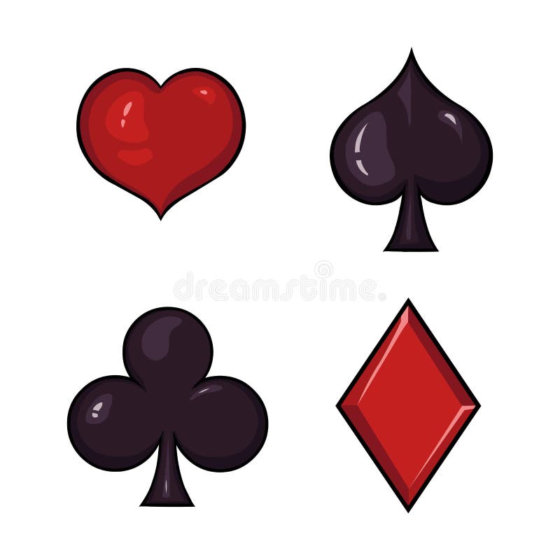 Vector Set of Cartoon Playing Cards Suits Stock Vector - Illustration ...