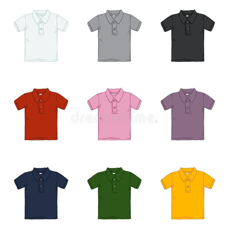 Vector Set of Cartoon Polo Shirts. Color Variations. Stock Vector ... Vector Set of Cartoon Polo Shirts. Color Variations. Stock Vector ...