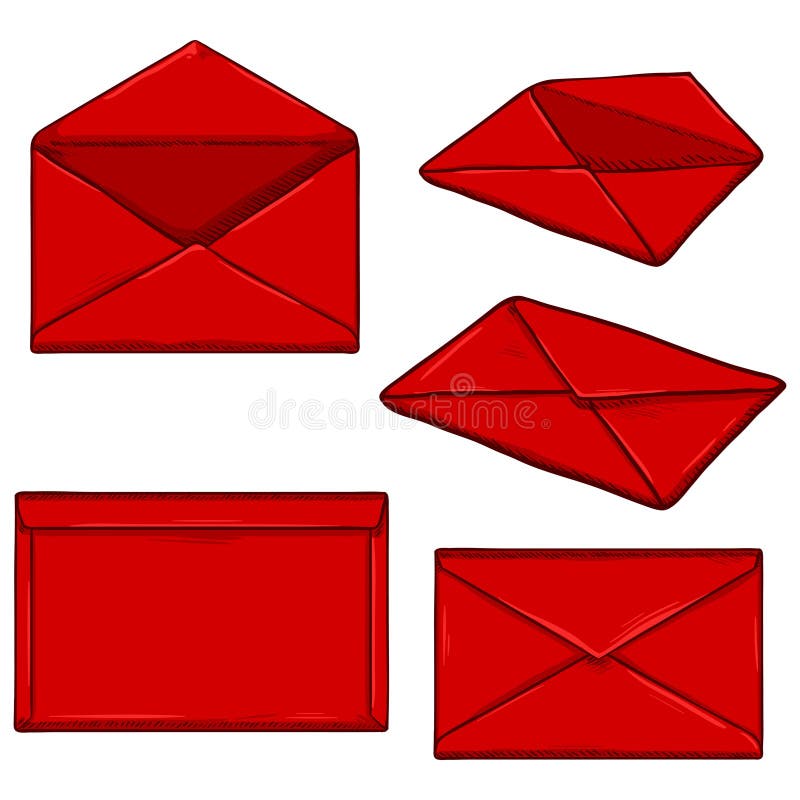 Vector Set of Cartoon Red Envelopes Stock Vector - Illustration of ...