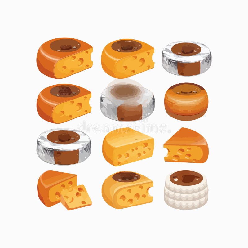 A Vector Set of Cartoon Style Cheese in Packaging Illustration Stock ...