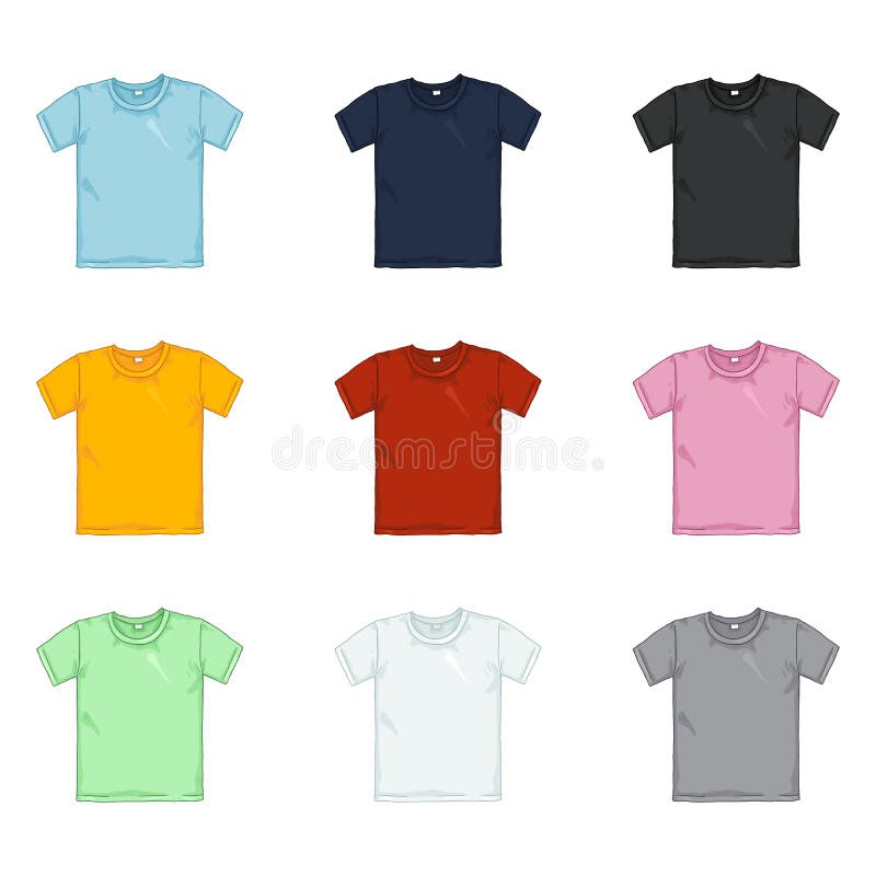 Vector Set of Cartoon T-shirt. Multi Color Collection Stock Vector ...