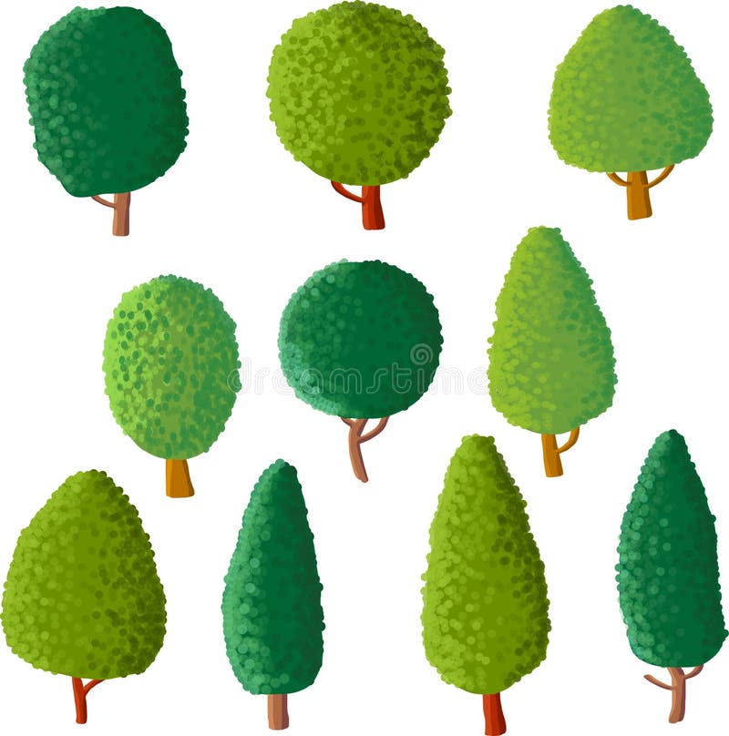 Vector Set of Cartoon Trees Stock Vector - Illustration of color ...