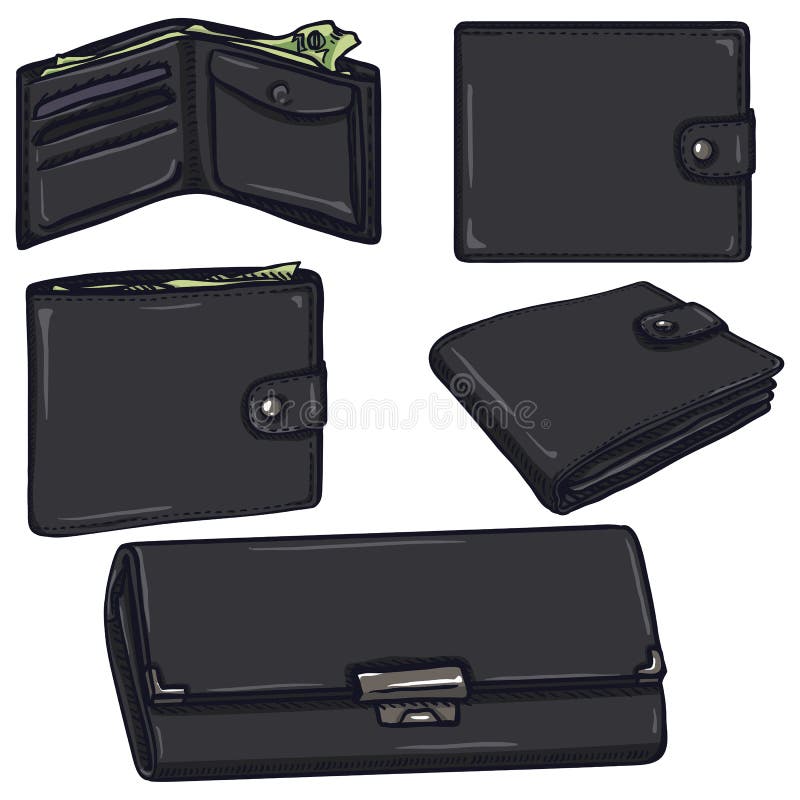 Vector Set of Cartoon Wallets on White Background Stock Vector ...