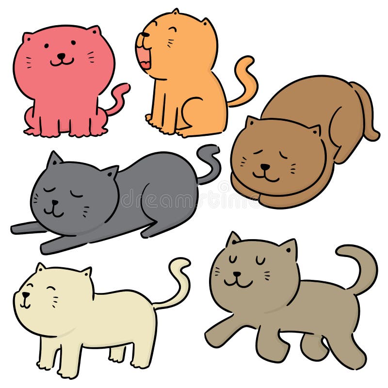 Vector set of cats stock vector. Illustration of character - 188538320
