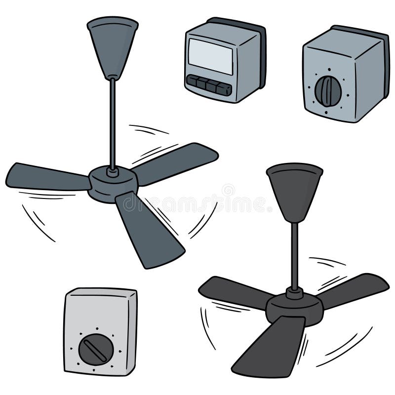 Vector Set of Ceiling Fan and Fan Switch Stock Vector - Illustration of ...