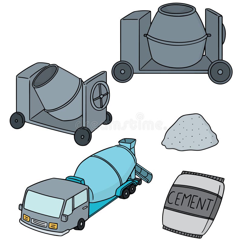 Vector set of cement stock vector. Illustration of mixer - 117704734