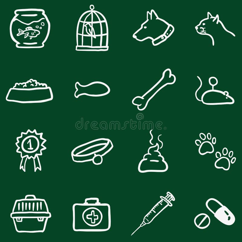 Vector Set of Chalk Doodle Pets Icons Stock Vector - Illustration of ...