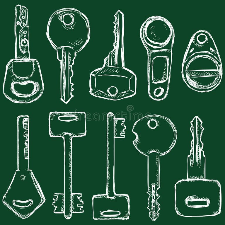 Vector Set of Chalk Modern Keys Stock Vector - Illustration of outline ...