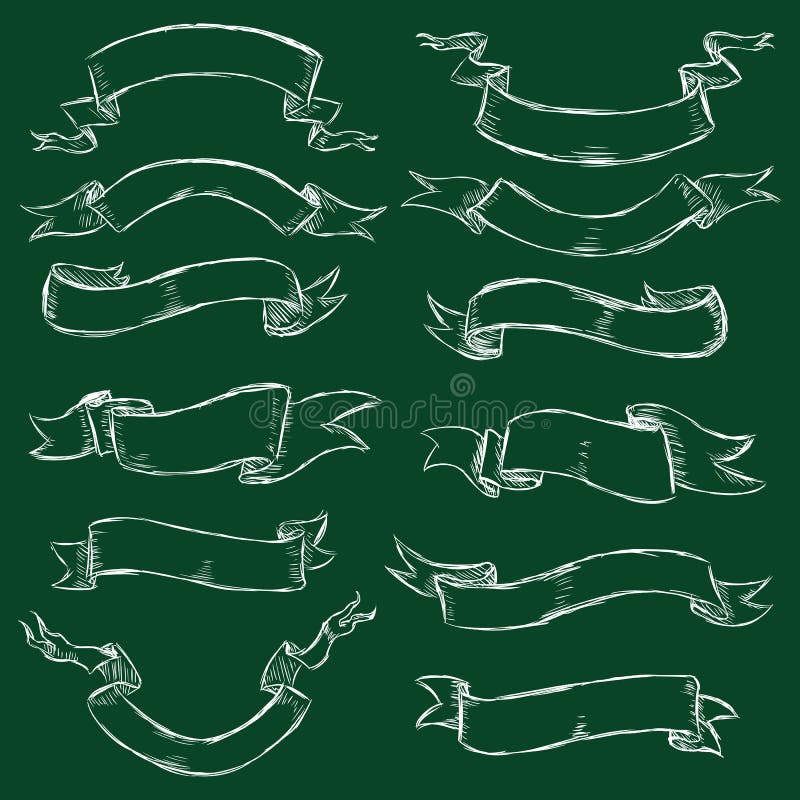 Vector Set of Chalk Ribbons Stock Vector - Illustration of label ...