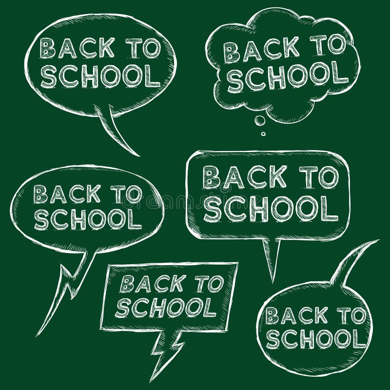 Vector Set of Chalk Sketch Bubbles - Back To School. Stock Vector ...