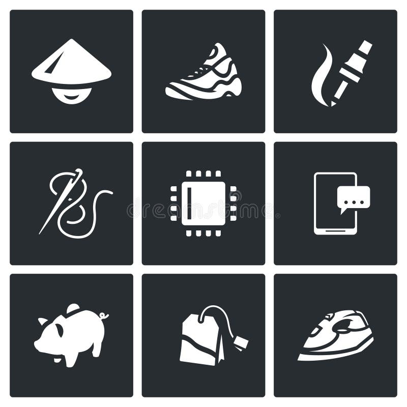 Vector Set of Cheap Labor Icons. Stock Vector - Illustration of asian ...