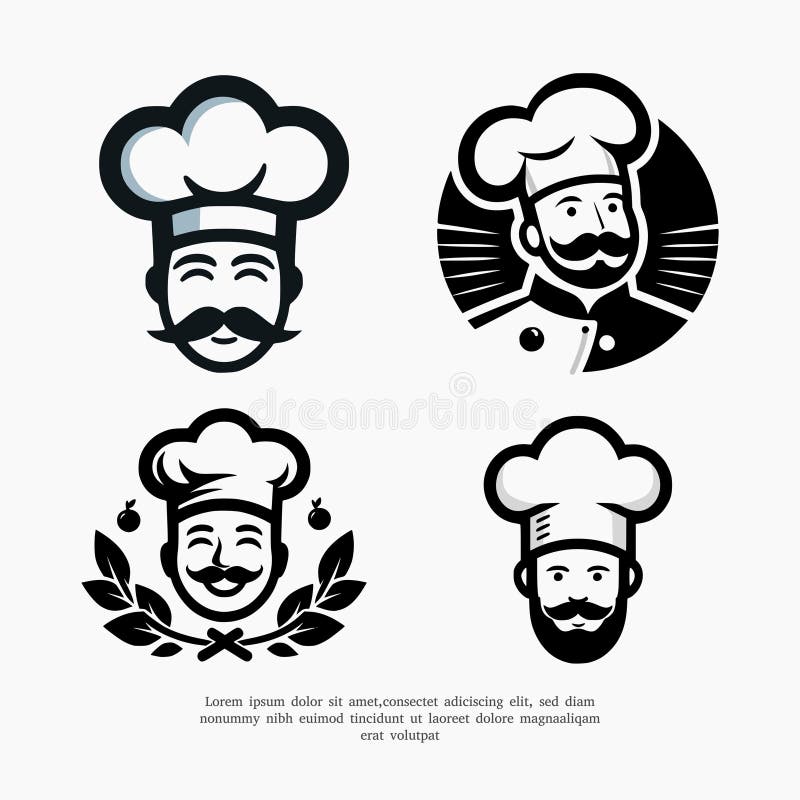 Vector Set of Chef Face Silhouette Logo Icon Stock Vector ...