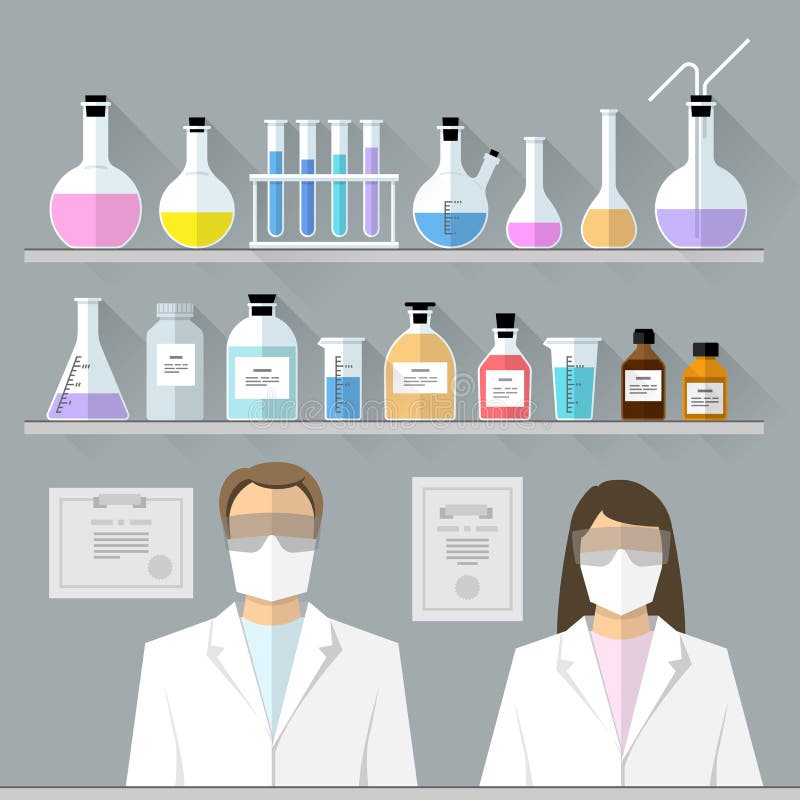 Vector Set - Chemical Designer. Flat Design Stock Vector - Illustration ...