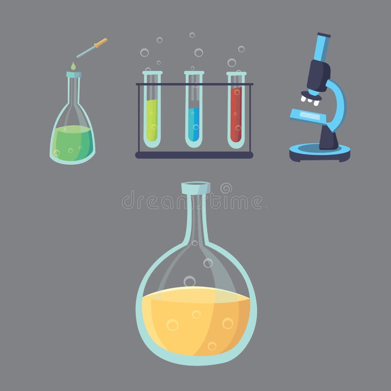 Vector Set - Chemical Test. Flat Design Chemistry Laboratory Experiment ...