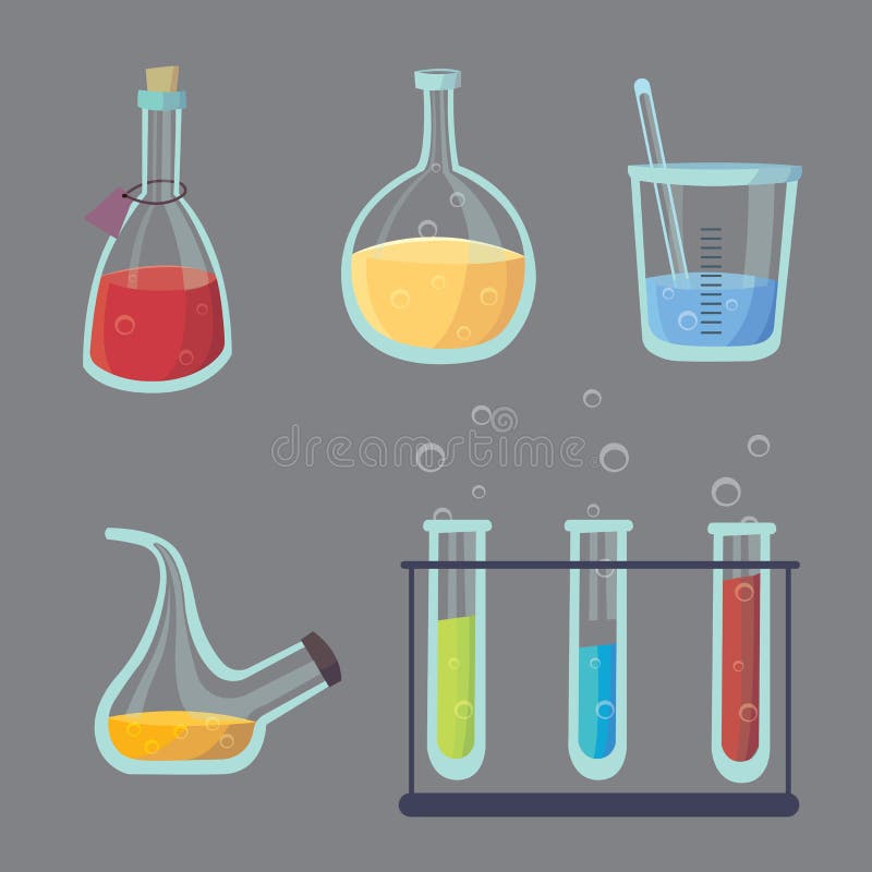 Vector Set - Chemical Test. Flat Design Chemistry Laboratory Experiment ...