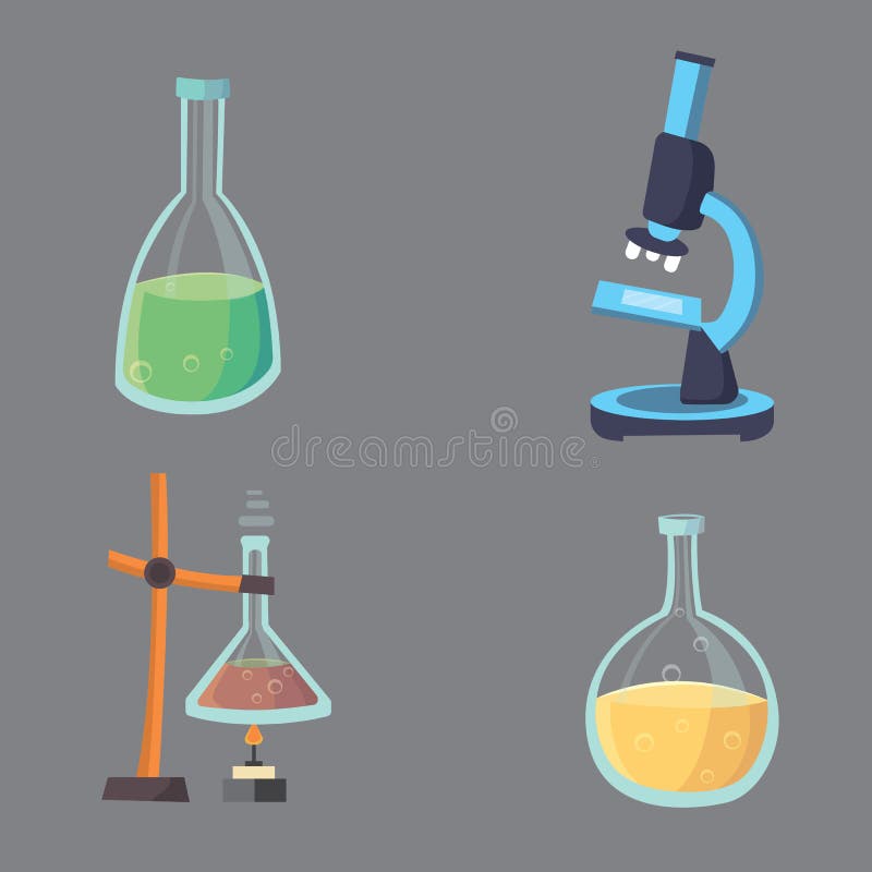 Vector Set - Chemical Test. Flat Design Chemistry Laboratory Experiment ...