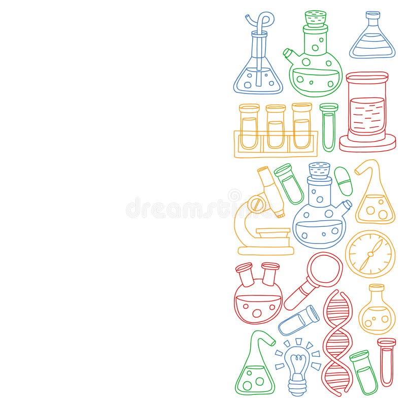 Vector Set of Chemistry, Science Icons. Pattern with Laboratory ...