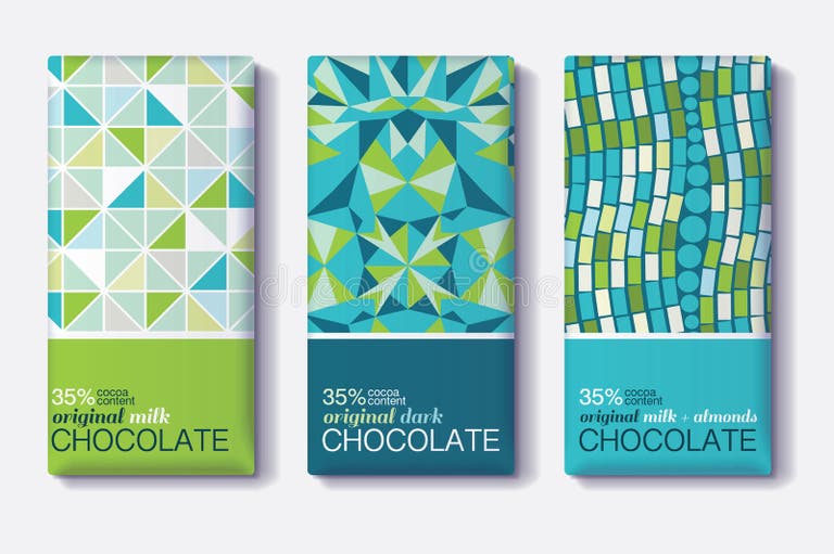 Vector Set of Chocolate Bar Package Designs with Geometric Mosaic ...