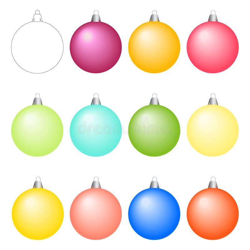 Vector Set of Christmas Balls. Different Colors Stock Illustration ...