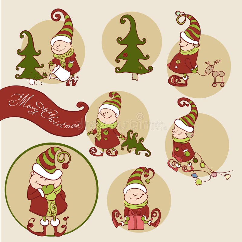 Vector Set of Christmas Gnome Stock Vector - Illustration of festive ...
