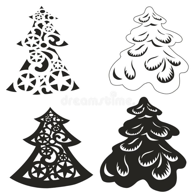 Vector Set of Christmas Trees Stock Vector - Illustration of december ...
