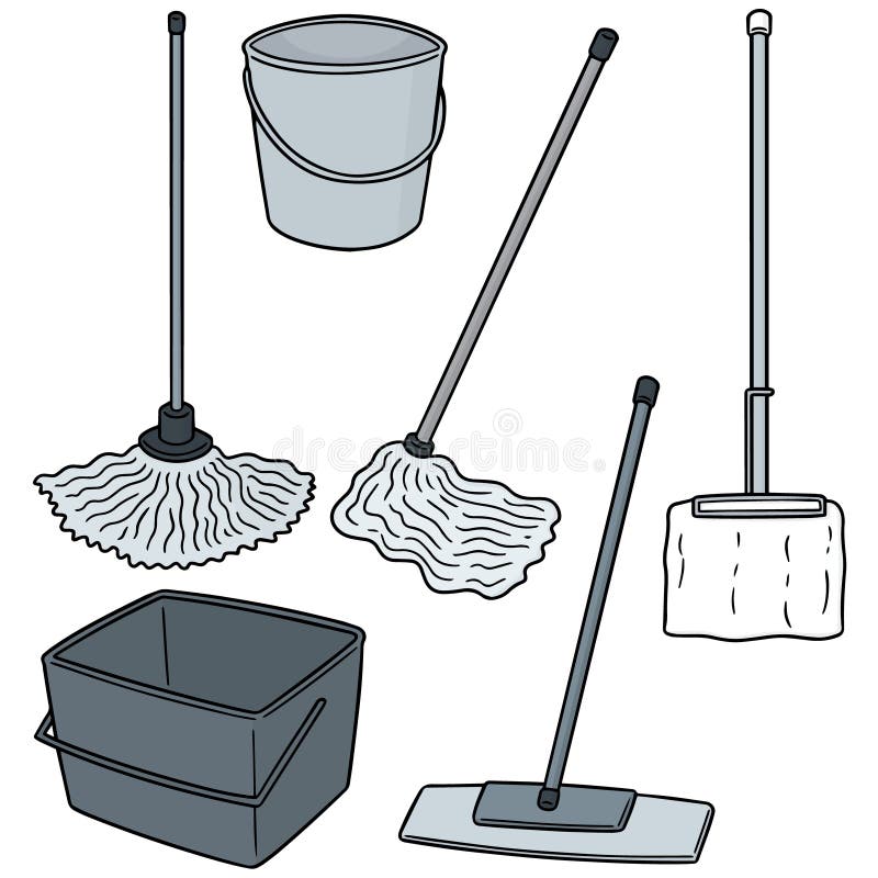 Vector set of cleaning mop stock vector. Illustration of sweeping ...