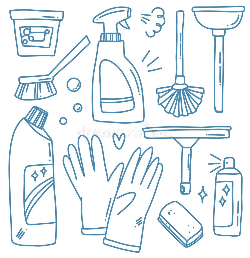 Vector Set with Cleaning Products Stock Vector - Illustration of ...