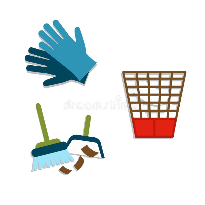 Vector Set of Cleaning Tools. Flat Design Style. Stock Vector ...