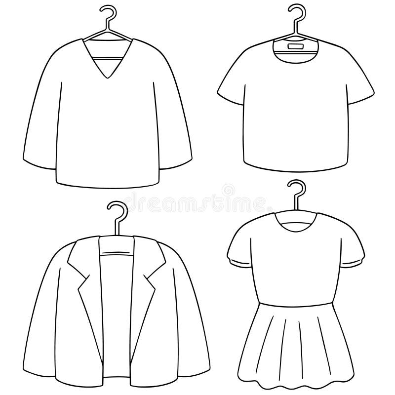 Vector Set of Clothes Hanger Stock Vector - Illustration of hand, drawn ...