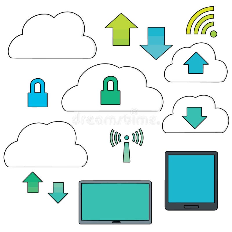 Vector Set of Cloud Storage Stock Vector - Illustration of data, mobile ...
