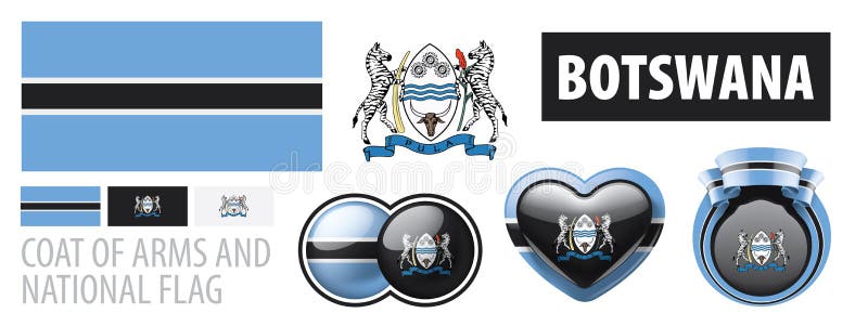 Vector Set of the Coat of Arms and National Flag of Botswana Stock ...