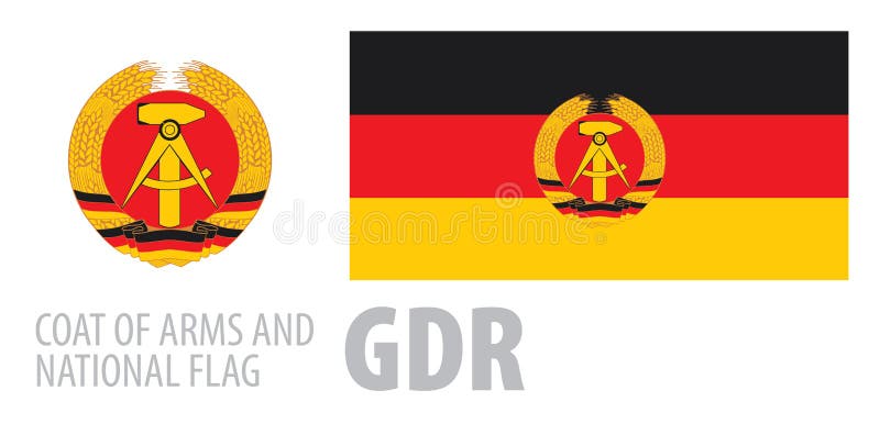 Vector Set of the Coat of Arms and National Flag of GDR Stock Vector ...