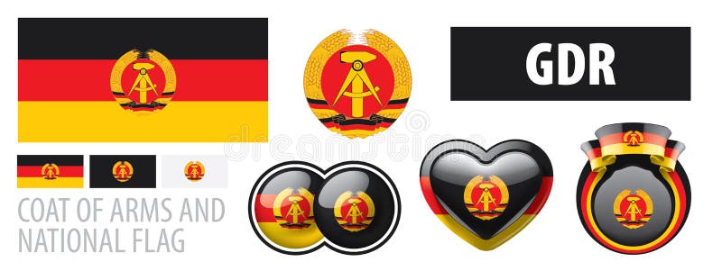 Vector Set of the Coat of Arms and National Flag of GDR Stock Vector ...