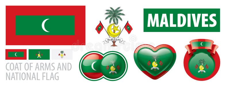 Vector Set of the Coat of Arms and National Flag of Maldives Stock ...