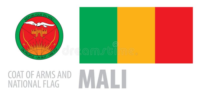 Vector Set of the Coat of Arms and National Flag of Mali Stock Vector ...