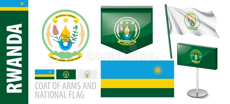 Vector Set of the Coat of Arms and National Flag of Rwanda Stock Vector ...