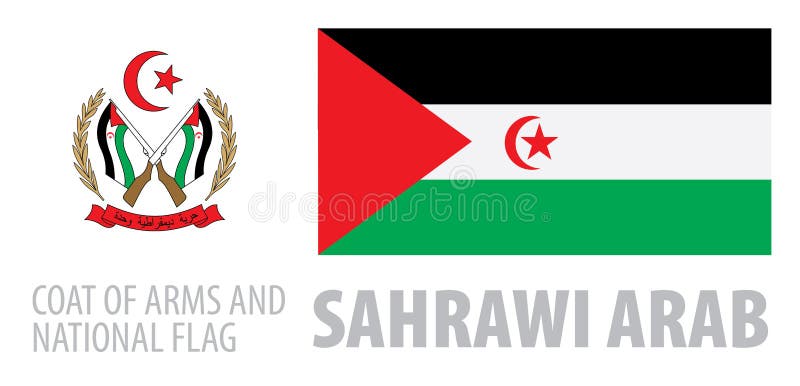 Vector Set of the Coat of Arms and National Flag of Sahrawi Stock ...