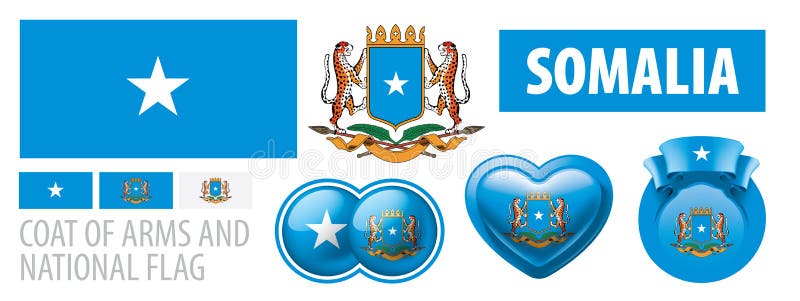 Vector Set of the Coat of Arms and National Flag of Somalia Stock ...