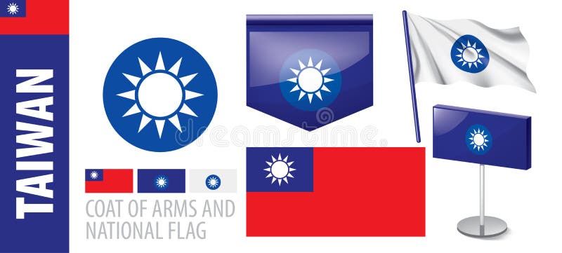 Vector Set of the Coat of Arms and National Flag of Taiwan Stock Vector ...